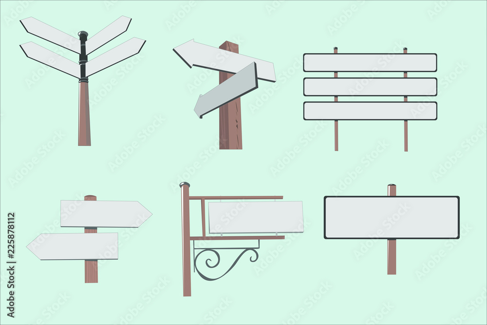 Street signs vector set - Illustration of street Sign Board and markers ...