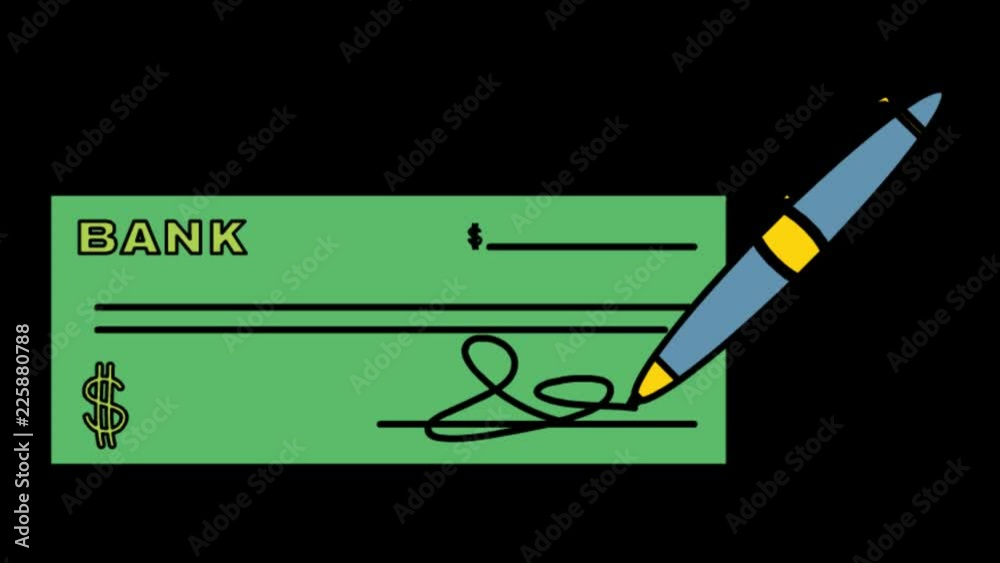 Bank Cheque icon Line Drawing Animation Transparent Vector Motion ...