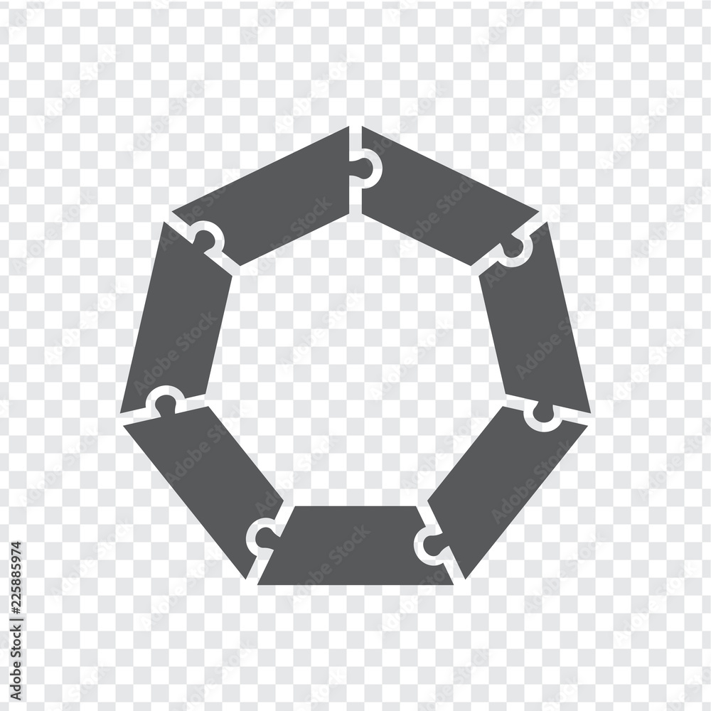 Simple icon heptagon puzzle in gray. Simple icon heptagon puzzle of the ...