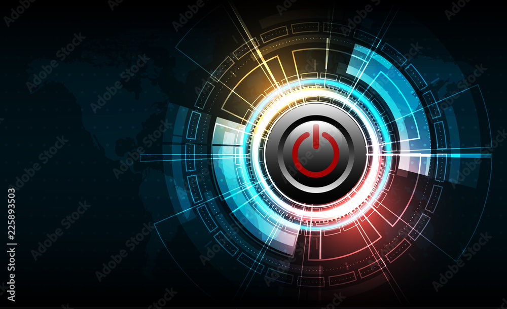 vector red power button on technology background. Stock Vector | Adobe ...