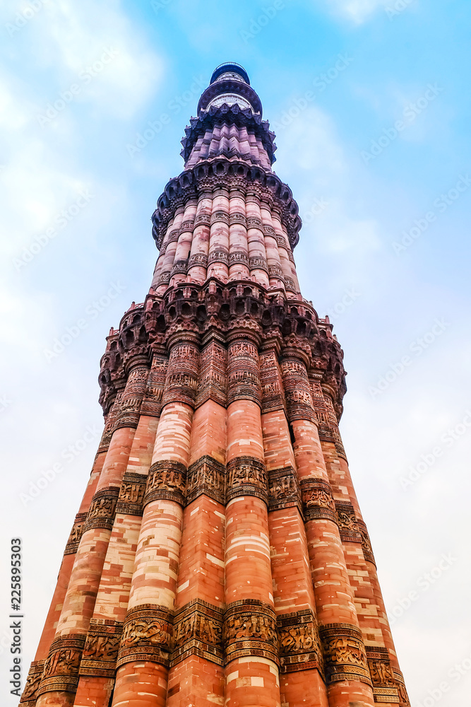 Qutub Minar, the tallest minaret in the world 73 metre tall tapering ...
