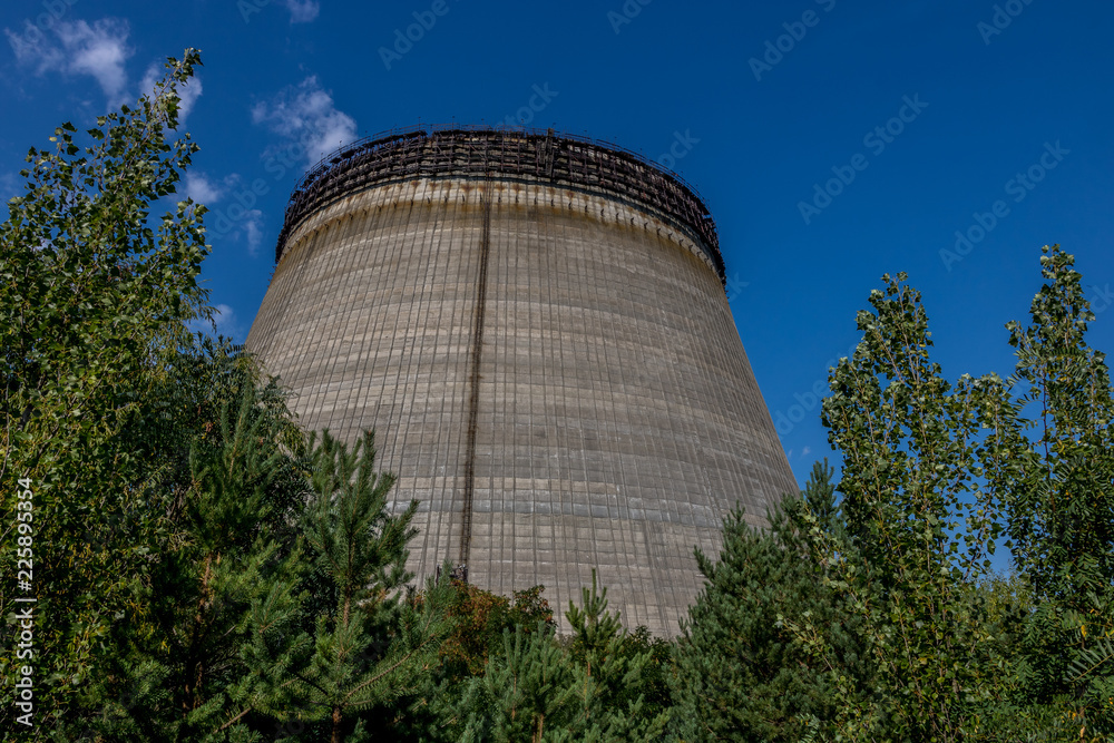 Exclusive zone in Chernobyl unfinished reactor number 5 colling tower ...
