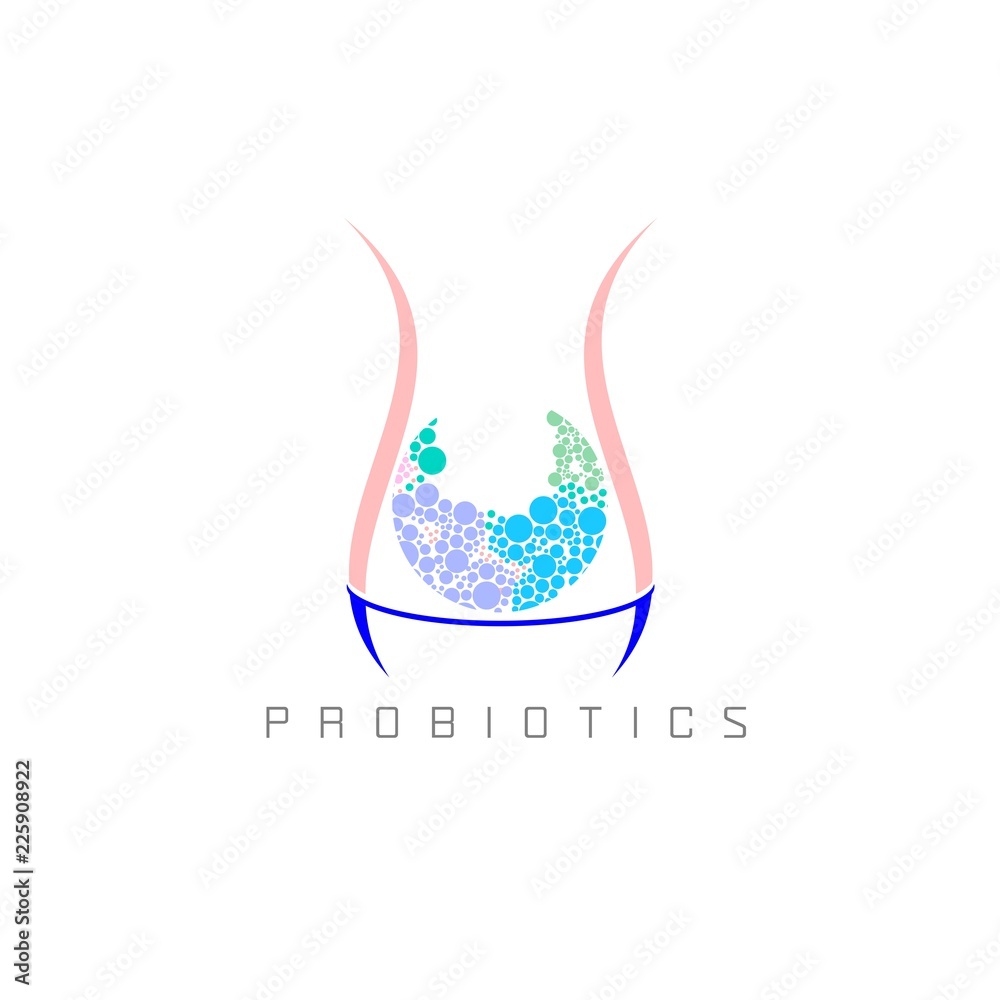 Probiotics logo. Bacteria logo. Concept of healthy nutrition ingredient ...