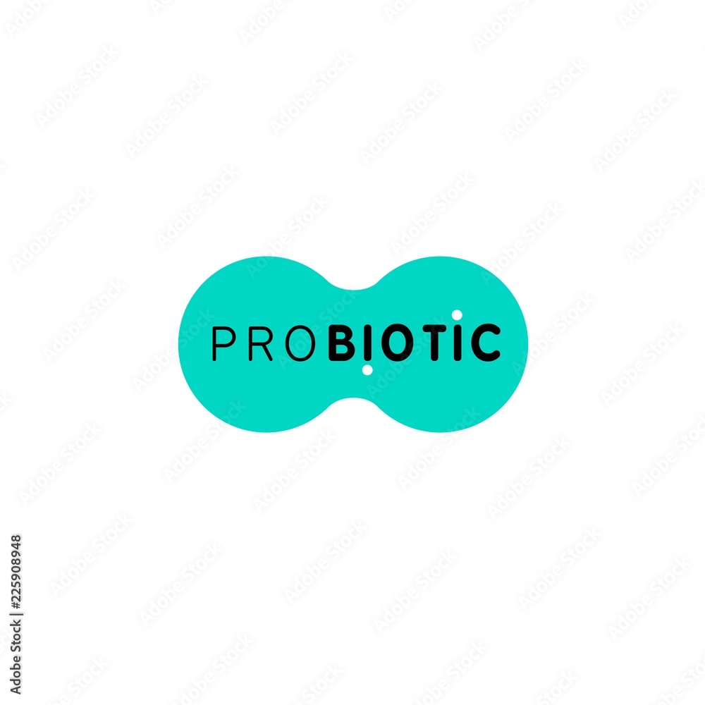 Probiotics logo. Bacteria logo. Concept of healthy nutrition ingredient ...