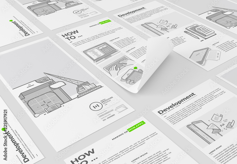 Brochure Layout with Tech Illustrations Stock Template | Adobe Stock