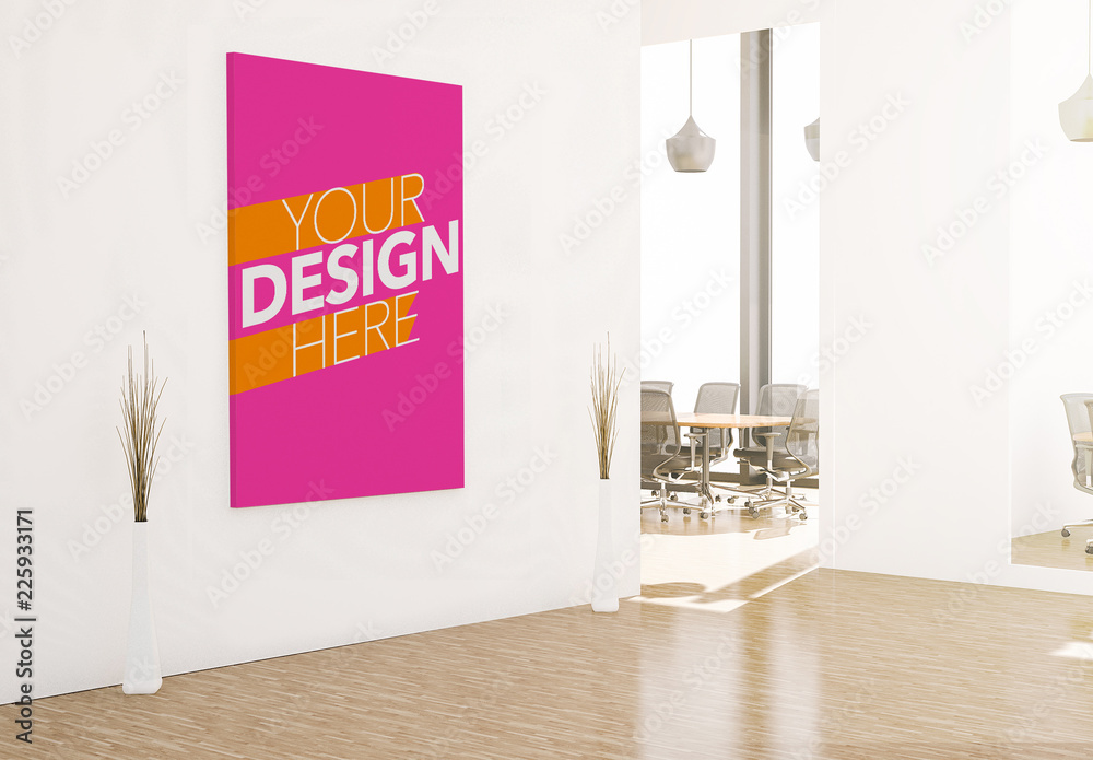 Canvas on Office Wall Mockup Stock Template | Adobe Stock