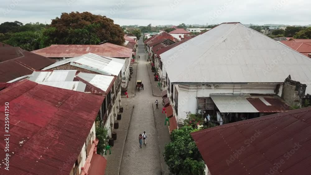 Aerial view of historic buildings in Vigan city, Philippines. Unesco ...