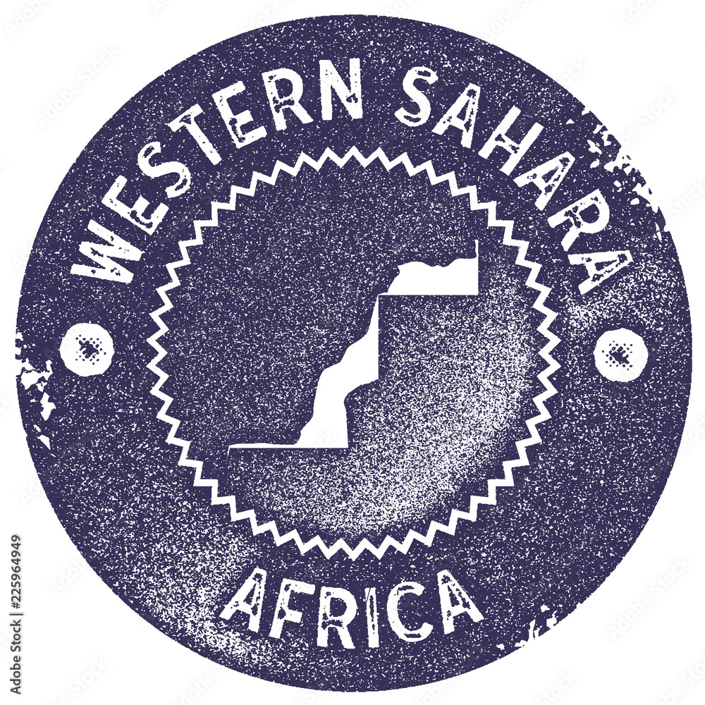 Western Sahara map vintage stamp. Retro style handmade label, badge or ...