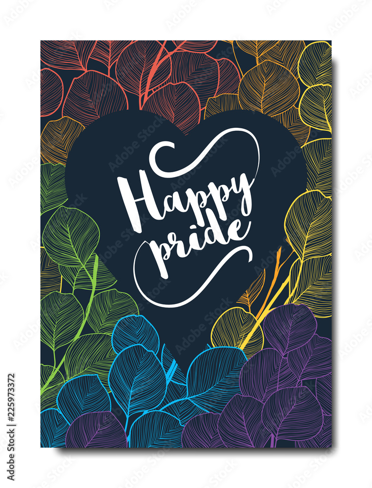 Floral typographic LGBT rights card template design, colorful rainbow ...