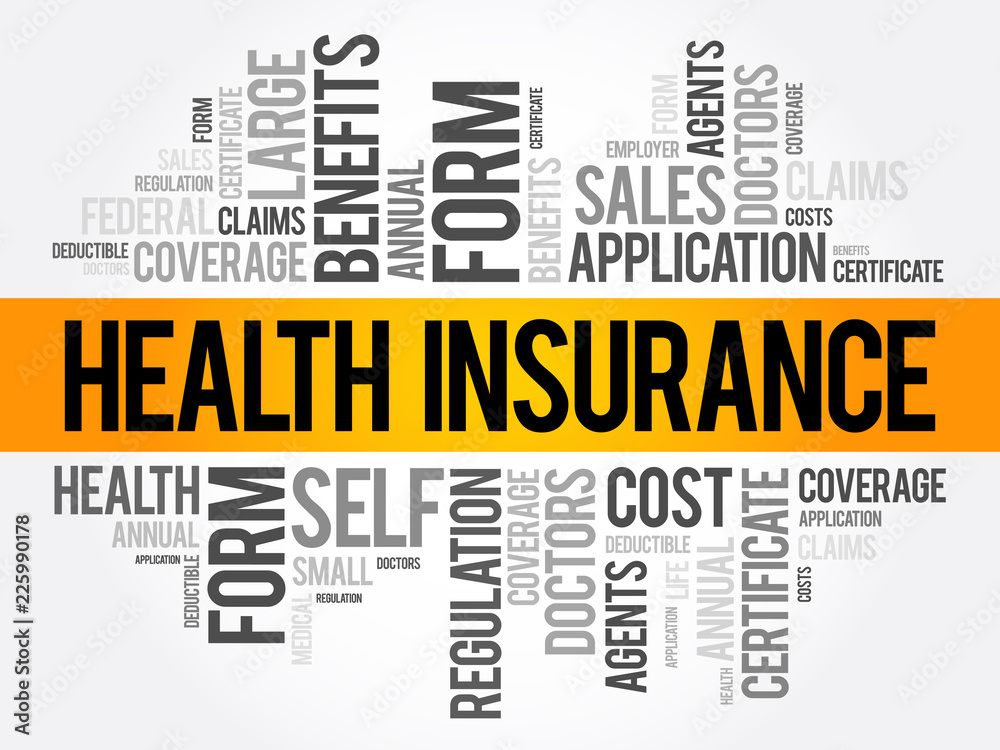 Health Insurance word cloud collage, healthcare concept background ...
