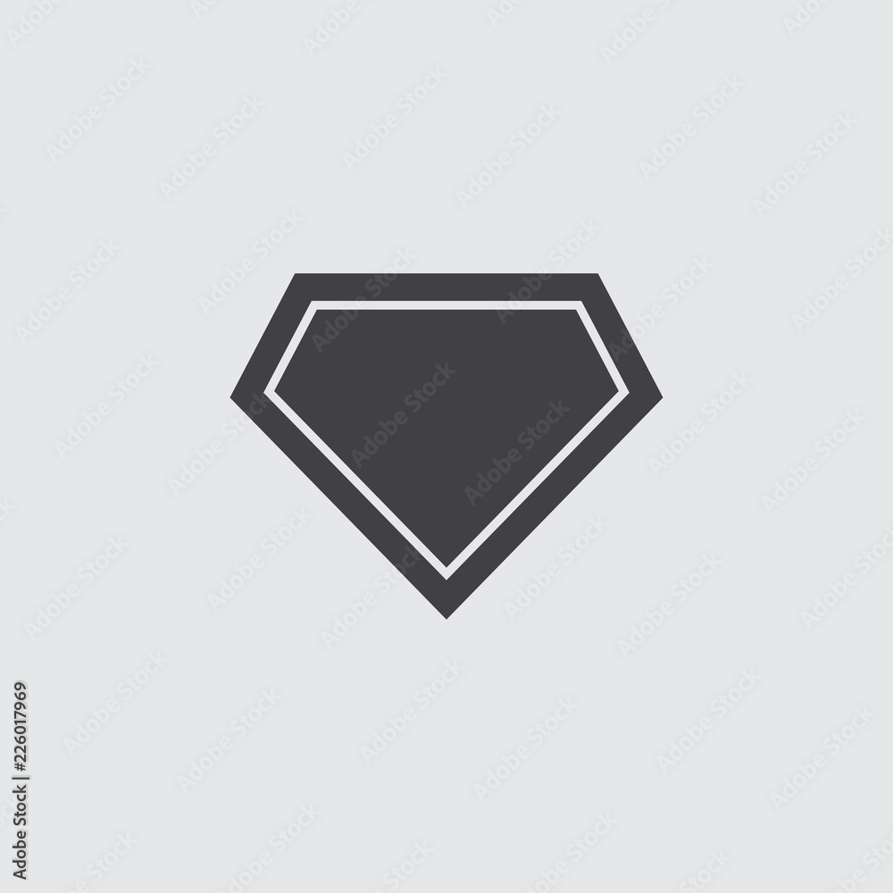 Superhero logo icon in black on a gray background. Vector illustration ...