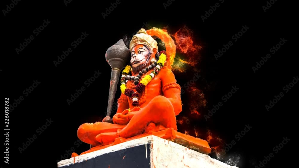 Hindu god Hanuman magically praying. Hindu God Hanuman idol, Particles ...