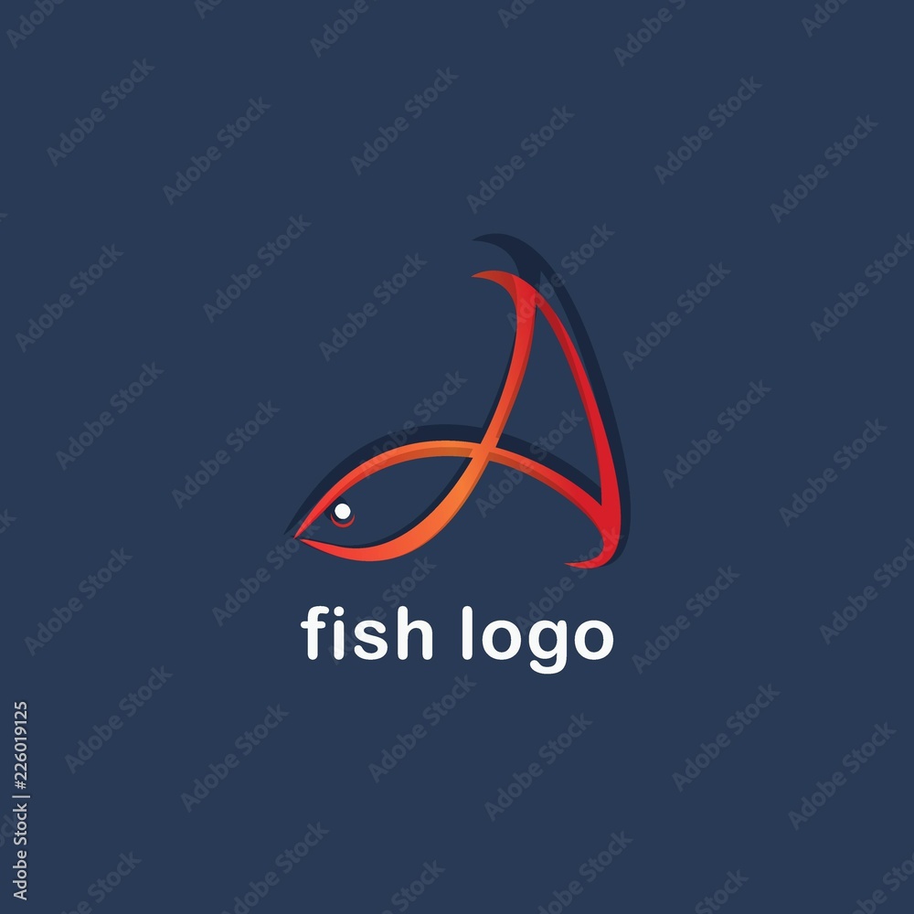 Fish logo abstract icon with A font symbol gestalt style. Creative ...