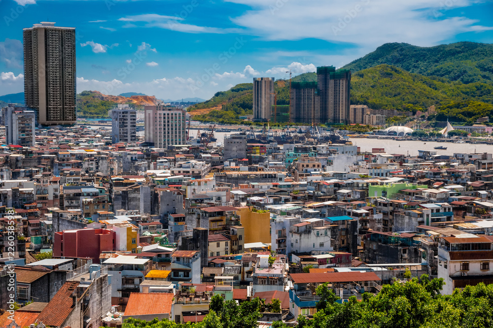 Nice view of the rooftops of the dense housing area at Macau's historic ...