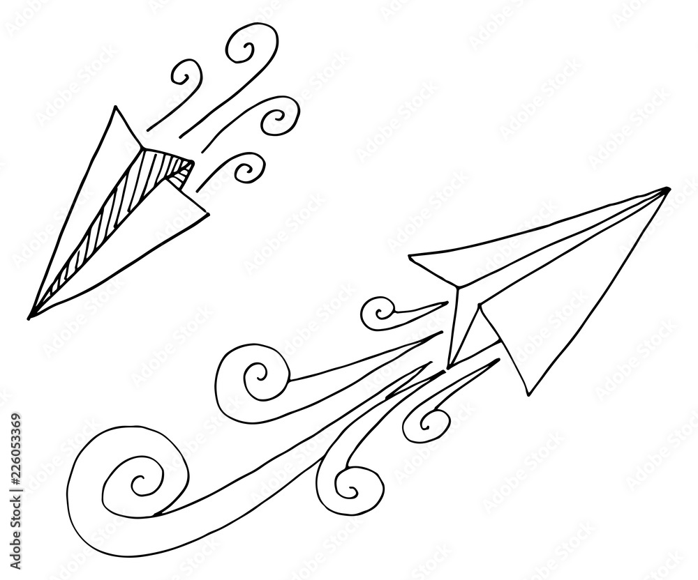 Paper Airplane Drawing Set Stock Vector | Adobe Stock