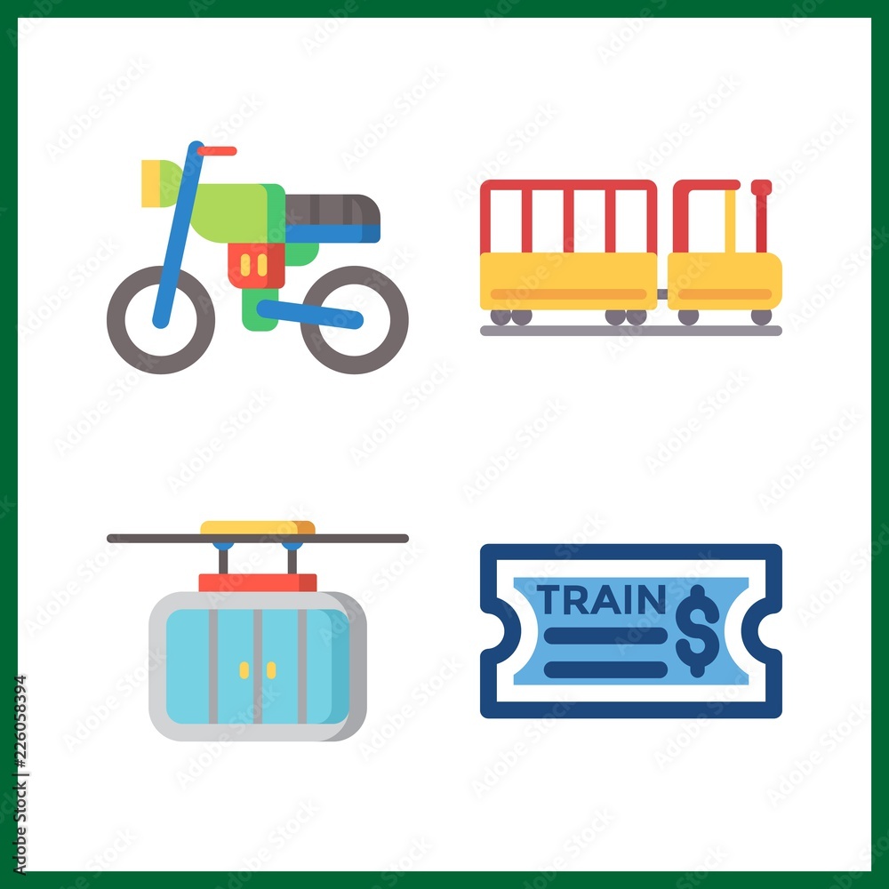 transportation icon. kid railway and cable car vector icons in ...