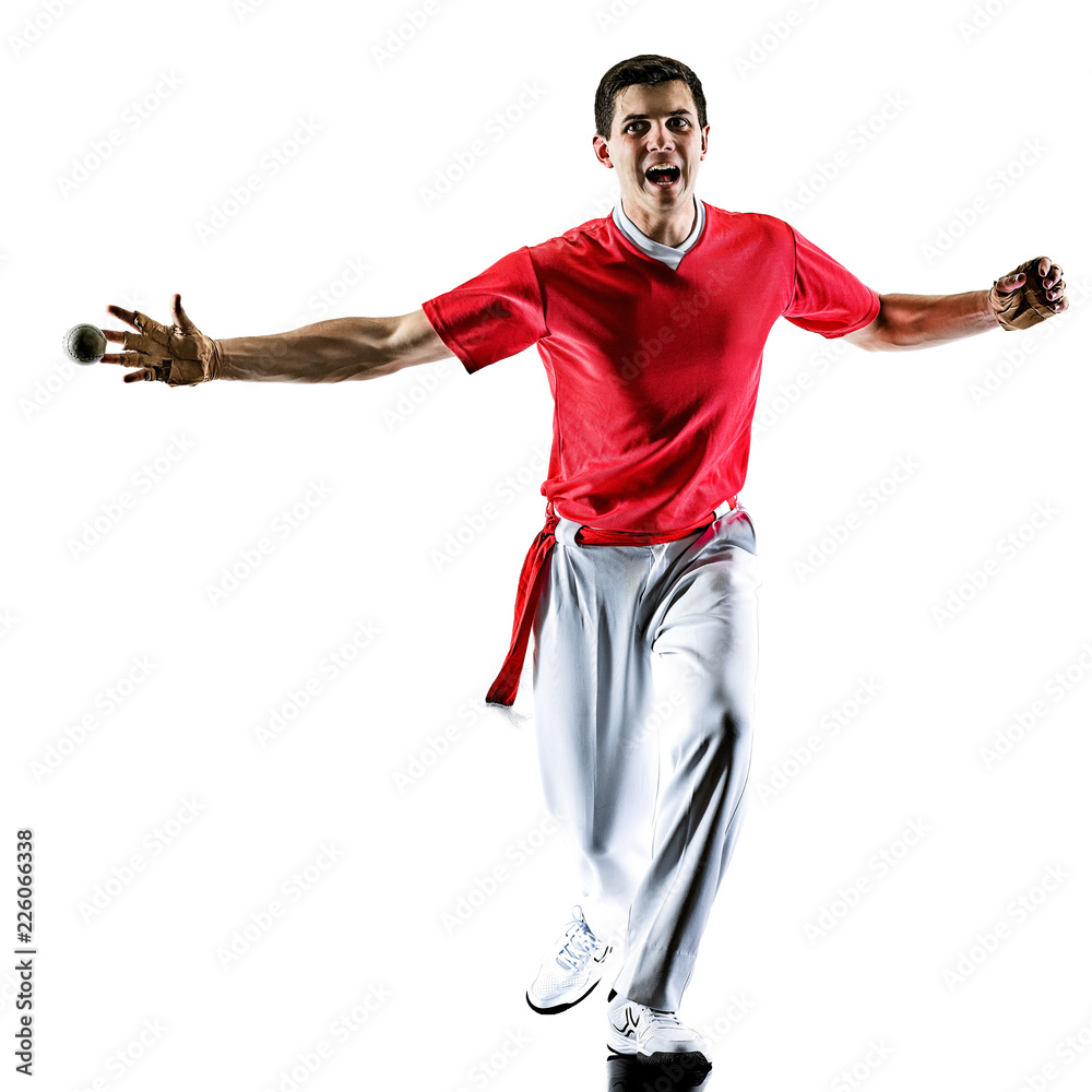 one caucasian Jai alai Basque pelota Cesta Punta player man isolated on ...