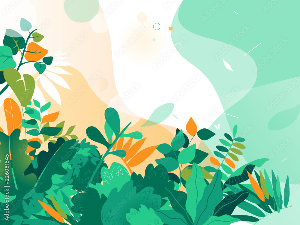 Green Paradise Garden Stock Vector | Adobe Stock