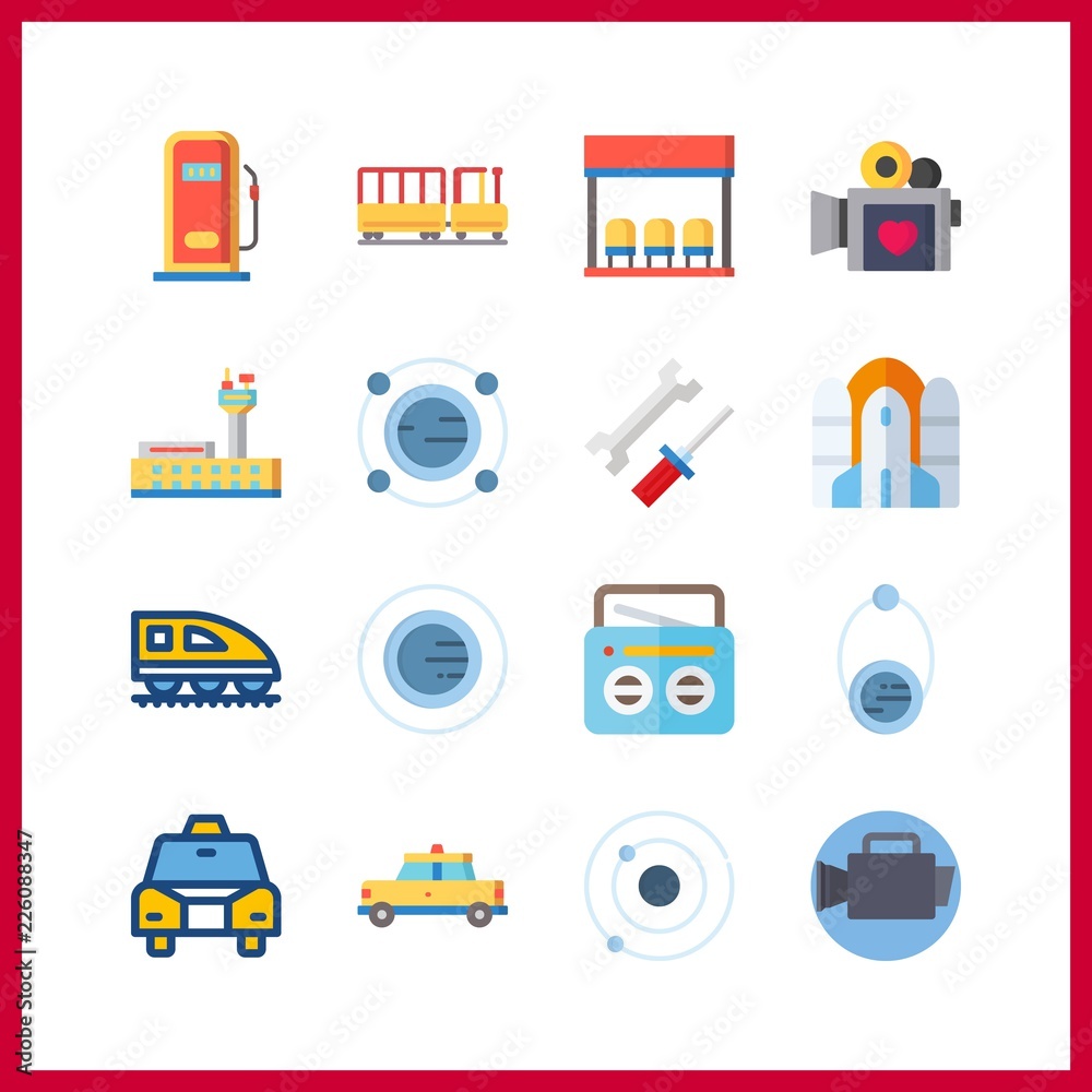 16 station icon. Vector illustration station set. gas station and ...
