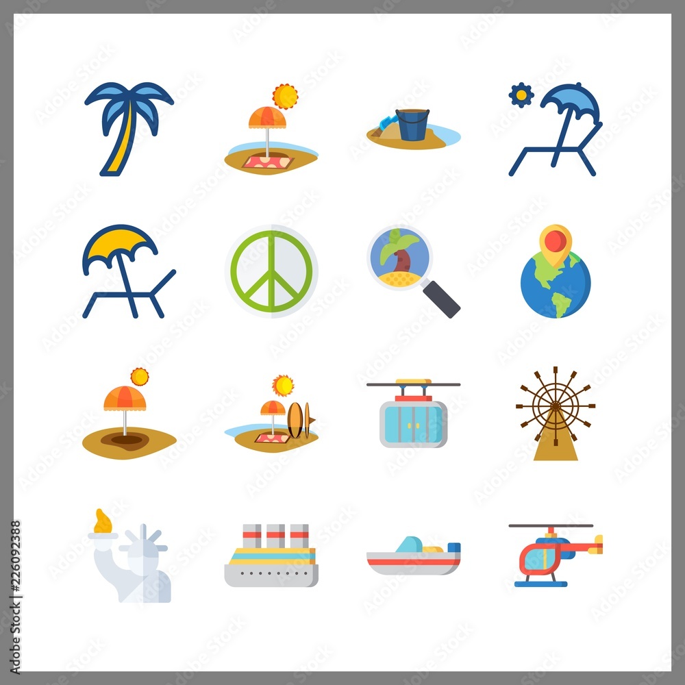 island icon. cruise ship and destination vector icons in island set ...
