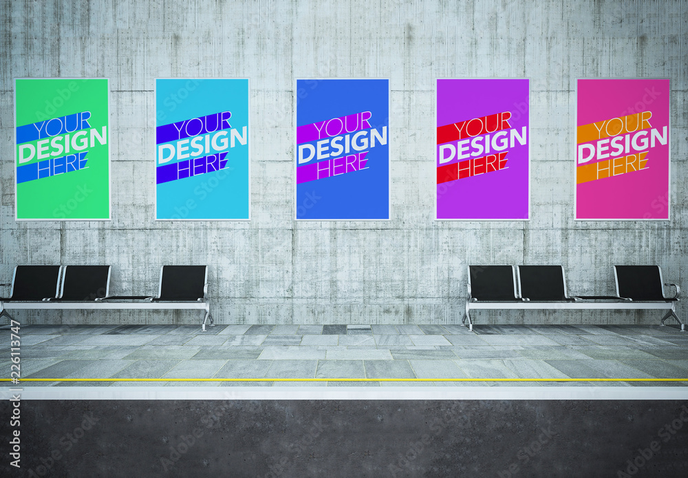 5 Public Transit Station Ads Mockup Stock Template | Adobe Stock