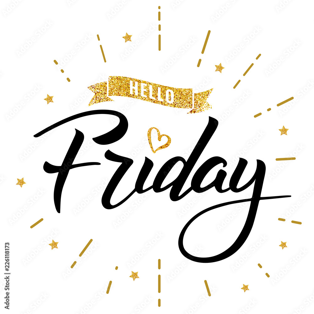hello friday happy lettering Stock Vector | Adobe Stock