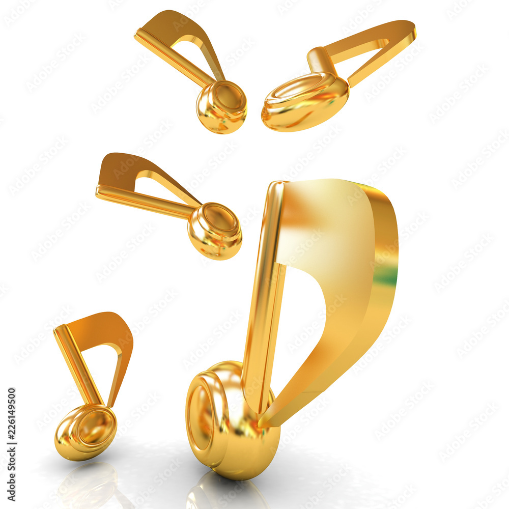 Gold music notes. 3d render Stock Illustration | Adobe Stock