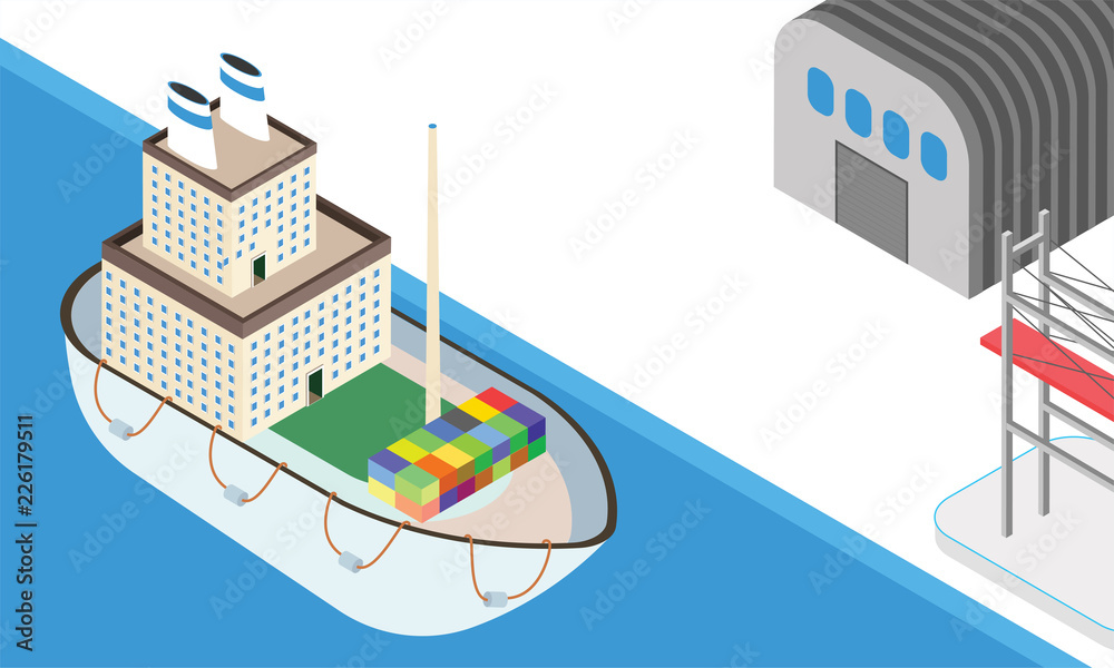 Maritime shipping concept based isometric design, cargo boxes out of ...