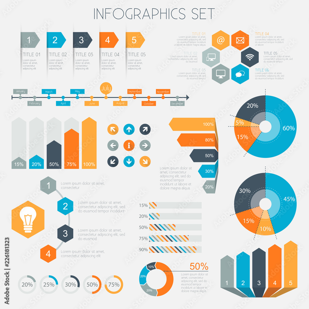 Infographic Elements Set - Data Analysis, Charts, Graphs - vector EPS10 ...