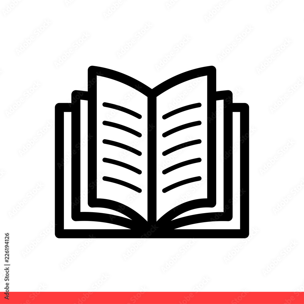 Book vector icon, reading symbol. Simple, flat design for web or mobile ...