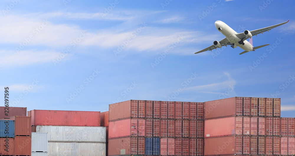 Transportation, import-export and logistics concept, container truck ...