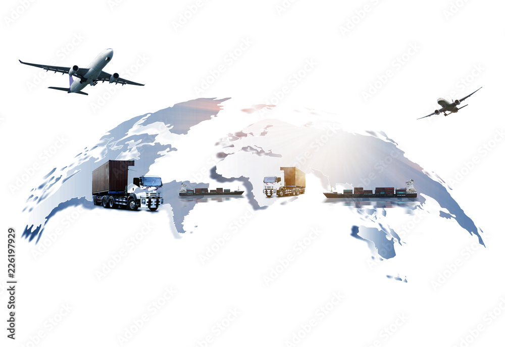Transportation, import-export and logistics concept, container truck ...
