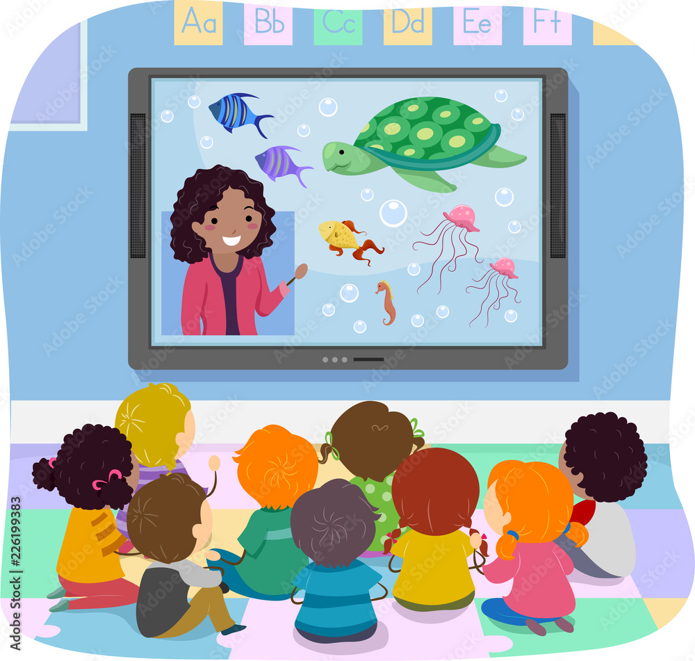 Stickman Kids Virtual Field Trip Illustration Stock Vector | Adobe Stock