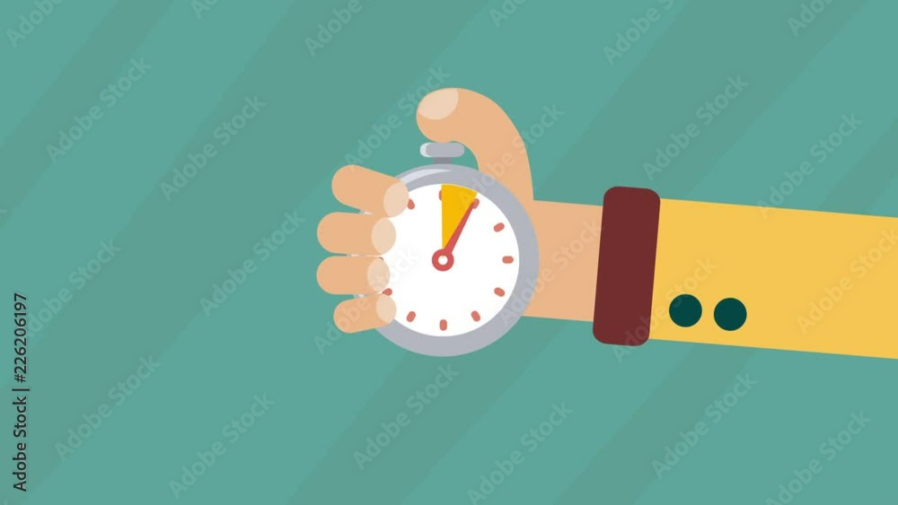 Man holds in his hand sports stopwatch. Time management concept. Motion ...