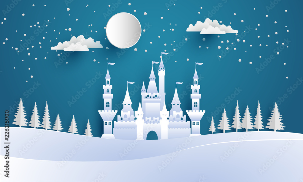 Castles and snow in the winter. Illustration of the beauty of the ...
