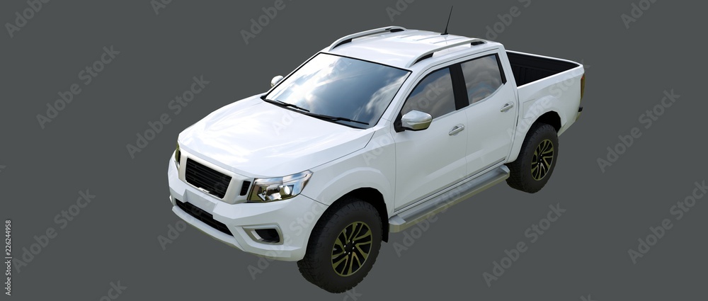 White commercial vehicle delivery truck with a double cab. Machine ...