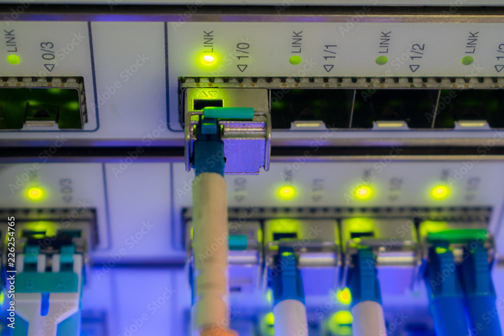 The optical link is on the interface of the central router. The front ...