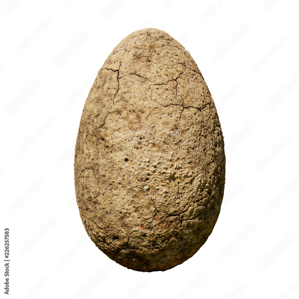 dinosaur egg, ancient stone egg with cracks isolated on white ...