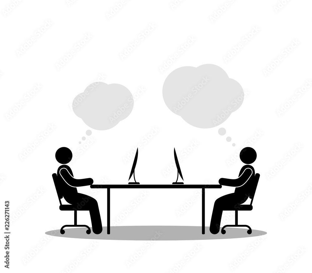 Silhouettes Sitting At Computer