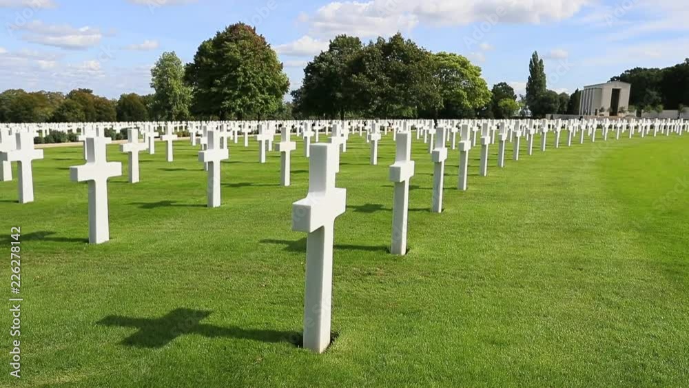 Video Stock Cambridge England American war cemetery headstone cross ...