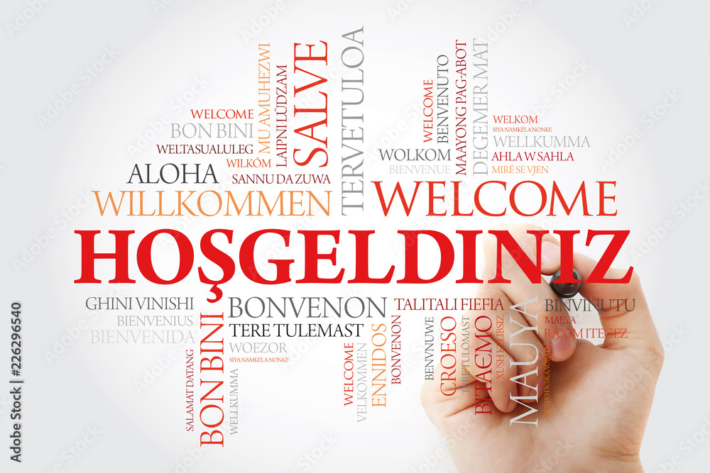 Hosgeldiniz (Welcome in Turkish) word cloud with marker in different ...