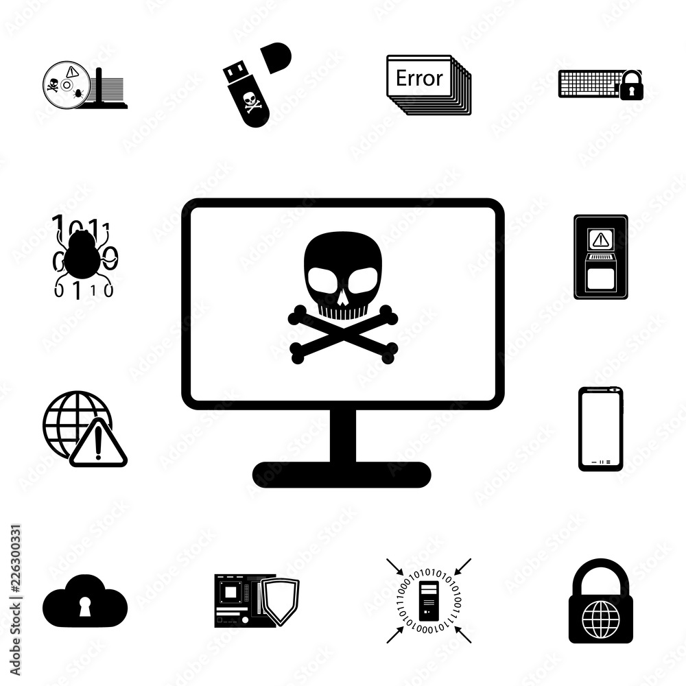 Email with malware and laptop concept icon. Detailed set of cyber ...