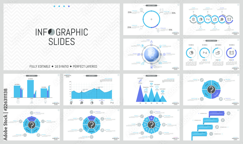 Big collection of simple infographic design layouts. Colorful bar ...
