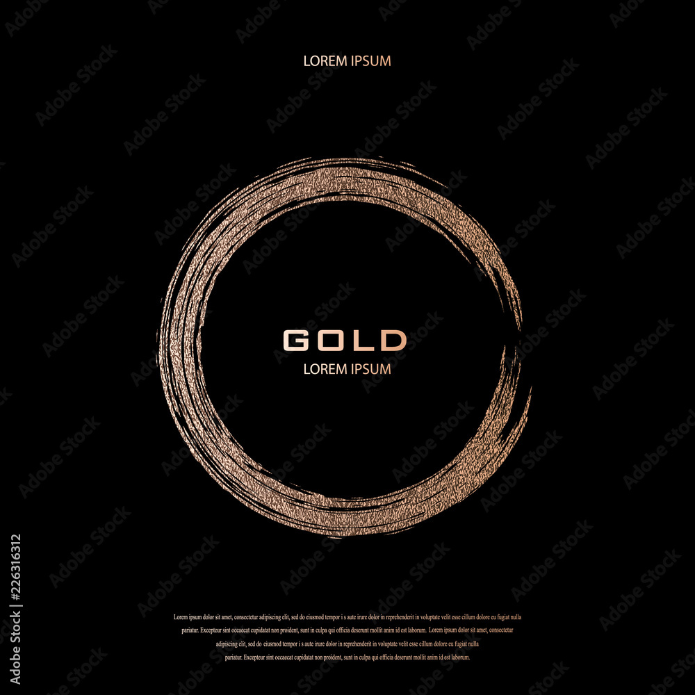 Bronze glitter, sparkles pattern. Copper frame on a black background ...