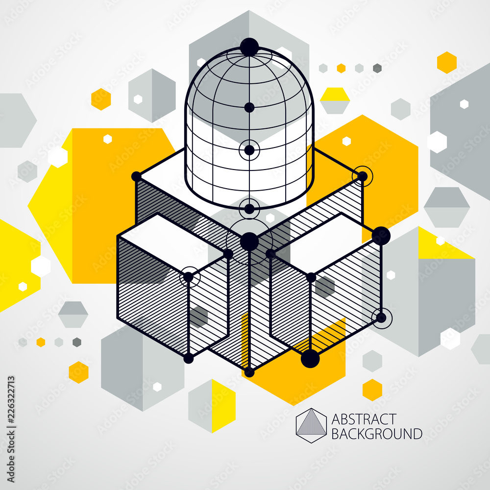 Engineering technological yellow vector 3D wallpaper made with cubes ...