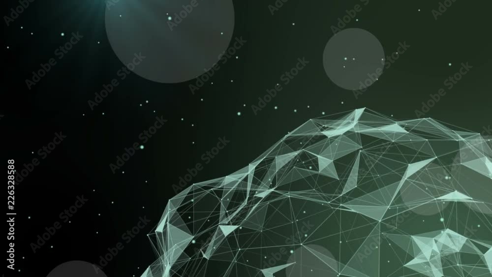 Sphere, globe and space in the form of a plexus. Abstract geometric background with moving lines ...