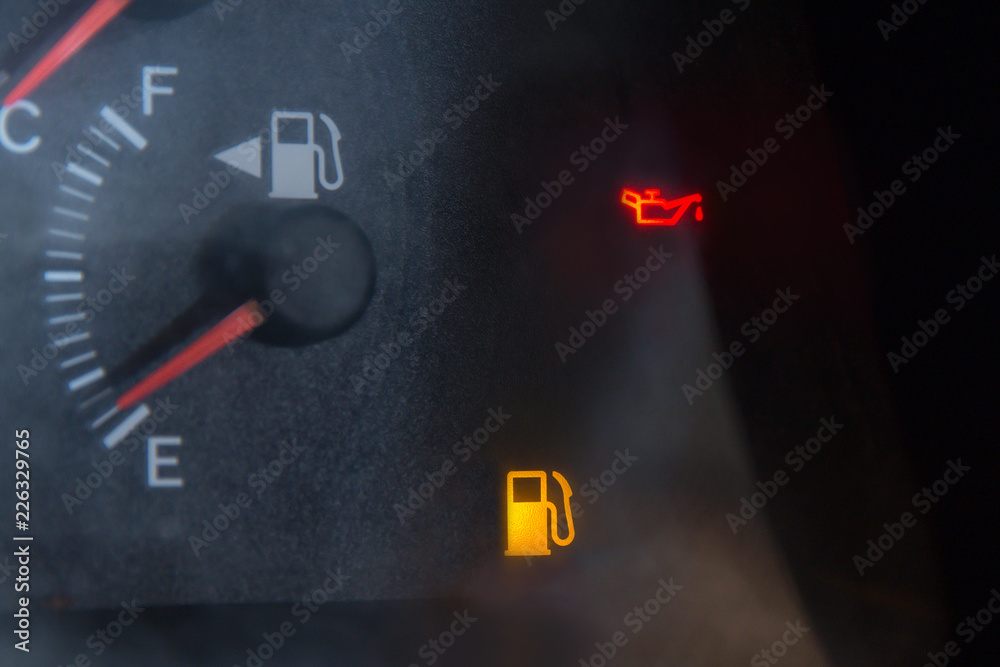 Screen display of car status warning light on dashboard panel symbols ...