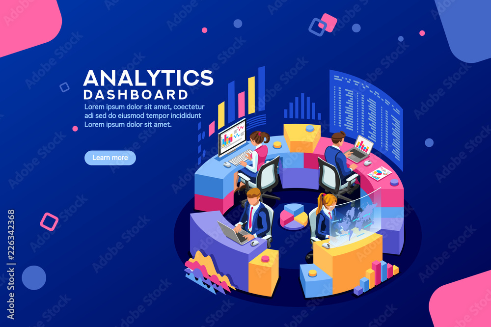 Charts key server statistic, performance indicators concept. Analyst on ...