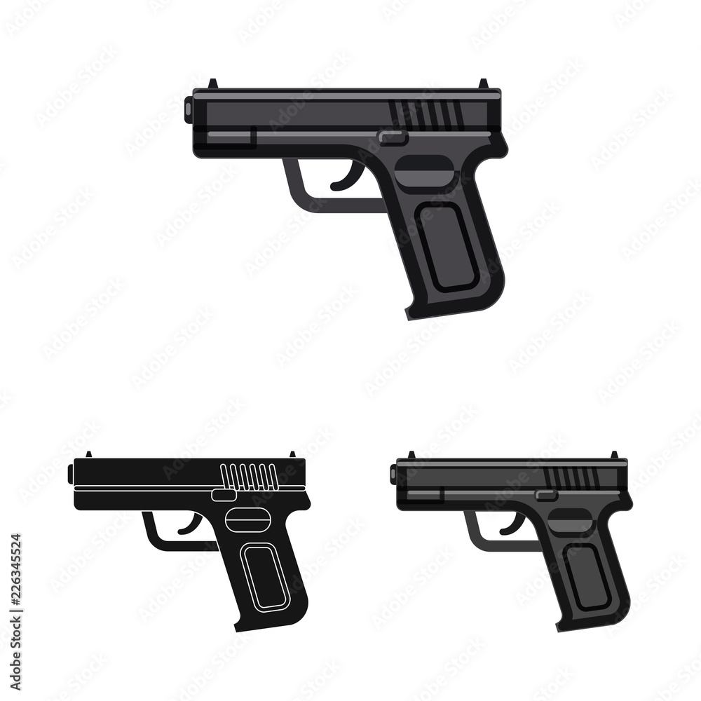 Vector illustration of weapon and gun icon. Collection of weapon and ...