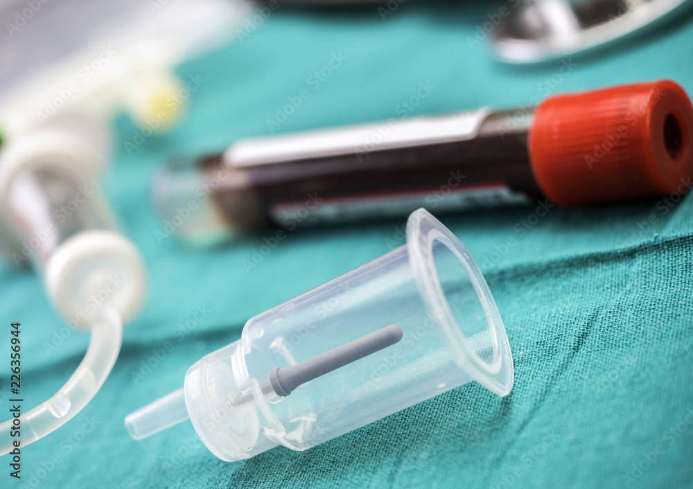 Blood extraction equipment to a donor in a hospital, conceptual image ...